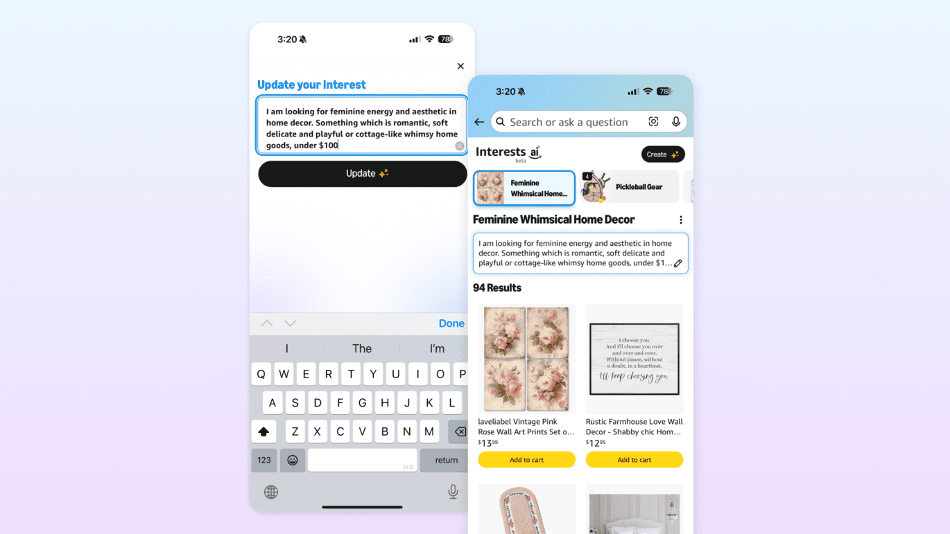 Amazon tests Interests' AI-powered discovery feature for shoppers