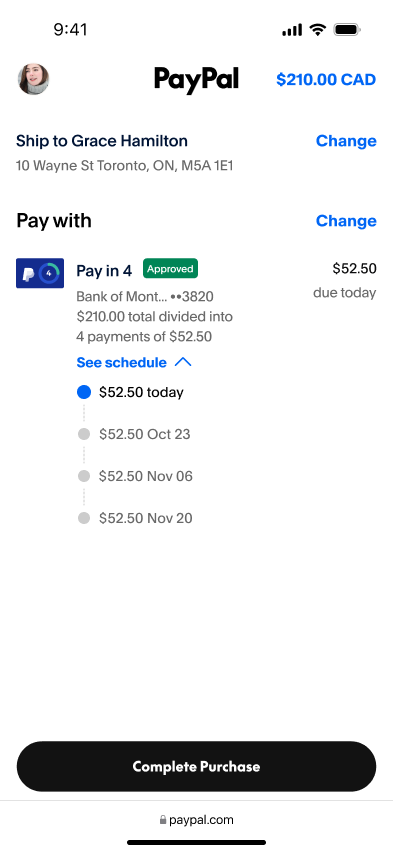 PayPal launches 'Pay in 4' service in Canada for BNPL purchases
